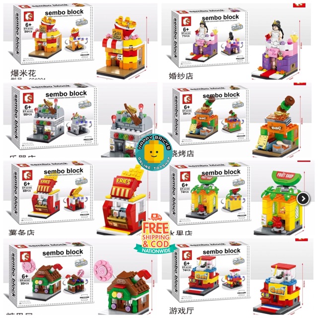 SEMBO BLOCK 601001 to 601008 Mini Street Shops Pack Of 8 | Shopee ...