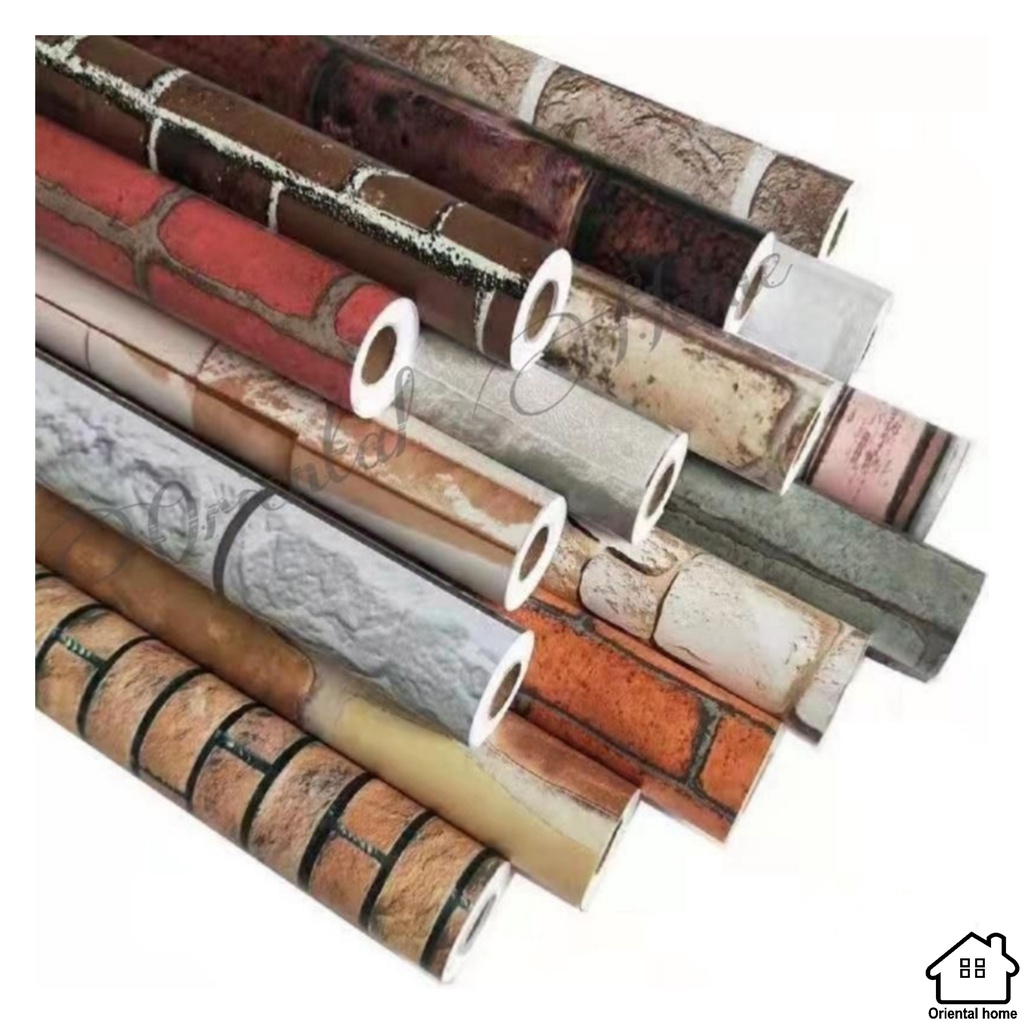 Adhesive Water Proof Wallpaper Bricks Design Used For Living Room ...