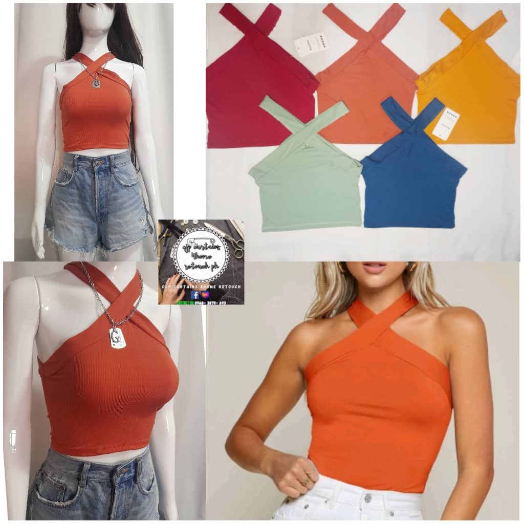 Quality Overruns Rib Knit Halter Crop Top w/ Labels and Tags 100% ...