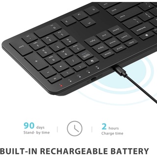 iClever GK08 Wireless Keyboard and Mouse - Rechargeable Wireless Keyboard Ergonomic Full Size ...