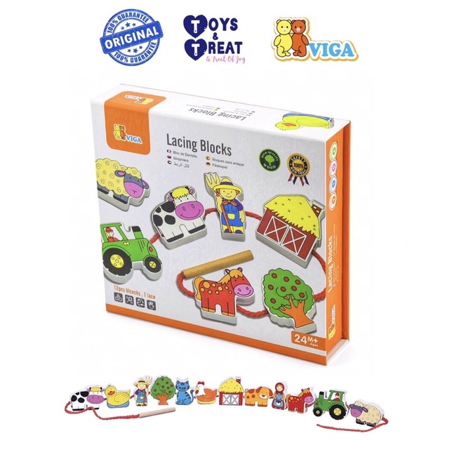 Viga Wooden Toys Lacing Blocks - Farm ~ORIGINAL~ | Shopee Philippines