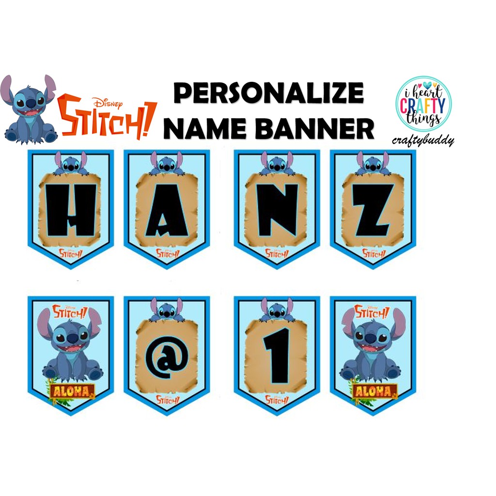 DISNEY STITCH buntings name birthday banner (SOLD PER FLAG/PIECE ...