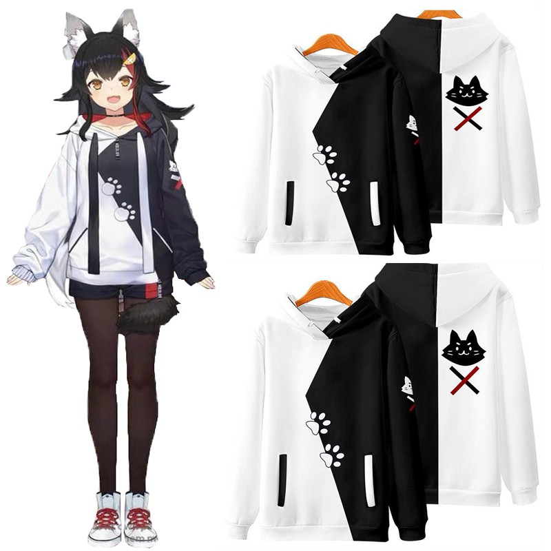 Hololive VTuber Ookami Mio Hoodie Printed Unisex Long Sleeve Pullover ...