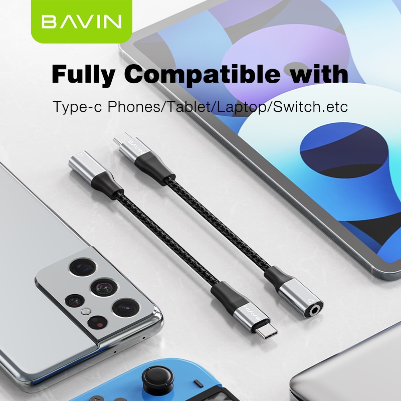 BAVIN AUX30 Earphone Headphone Adapter w/ Female Type-C to 3.5mm USB ...