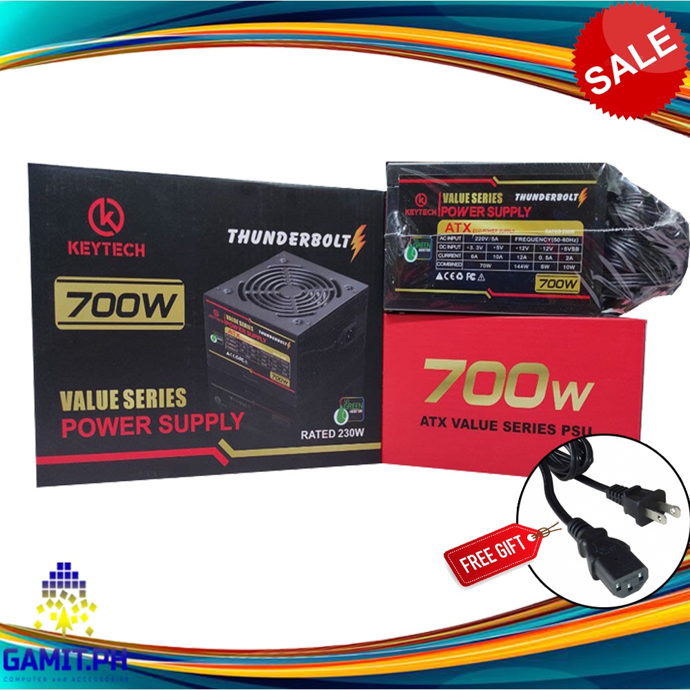 Keytech Thunderbolt Value series Long wire 700w PSU DESKTOP POWER ...