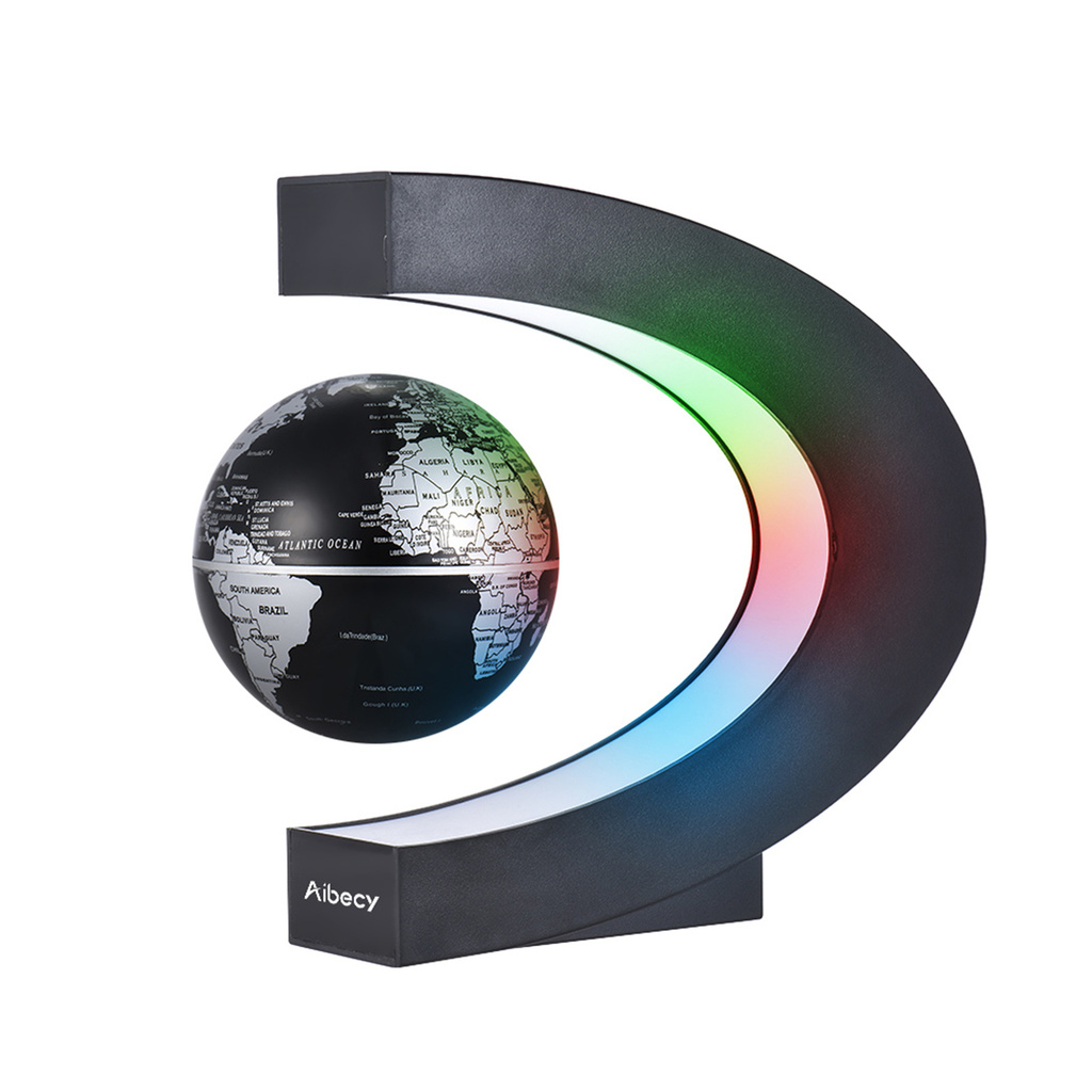 Aibecy Creative 3 Inch C Shaped Magnetic Levitation Floating World Map ...