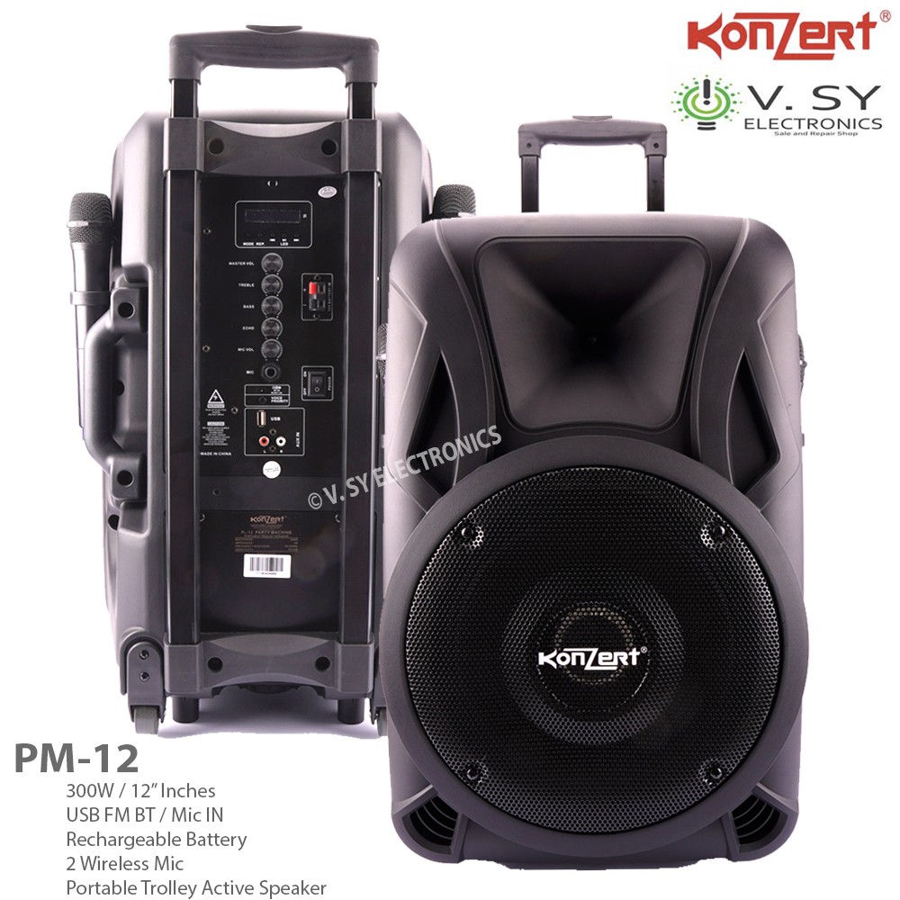 2020 Original Konzert PM-12 300W 2-Way Portable Trolley Speaker System ...
