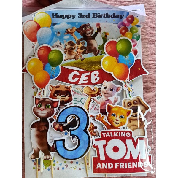 Talking Tom theme cake topper | Shopee Philippines