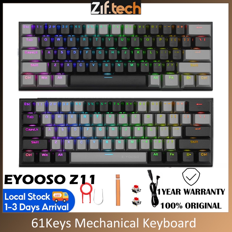E-YOOSO Z11 RGB USB 60% Mini Mechanical Gaming Keyboard Blue Red Switch ...