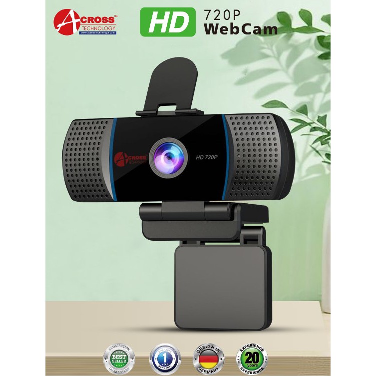 Across 720P HD Realtek Chip WebCam with Privacy Cover, Noise Cancelling ...