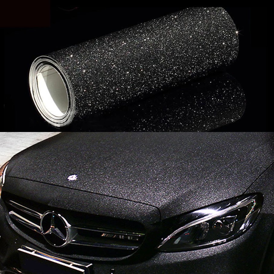 Black Glitter Diamond Shiny Vinyl Films Wrap Car Sticker Auto ...