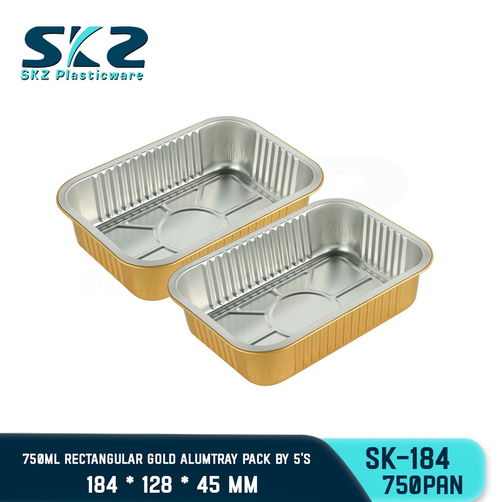 SKZ W/Lid RECTANGULAR GOLD ALUMINUM TRAY [SK-184 750ml] ENVIRONMENTAL ...
