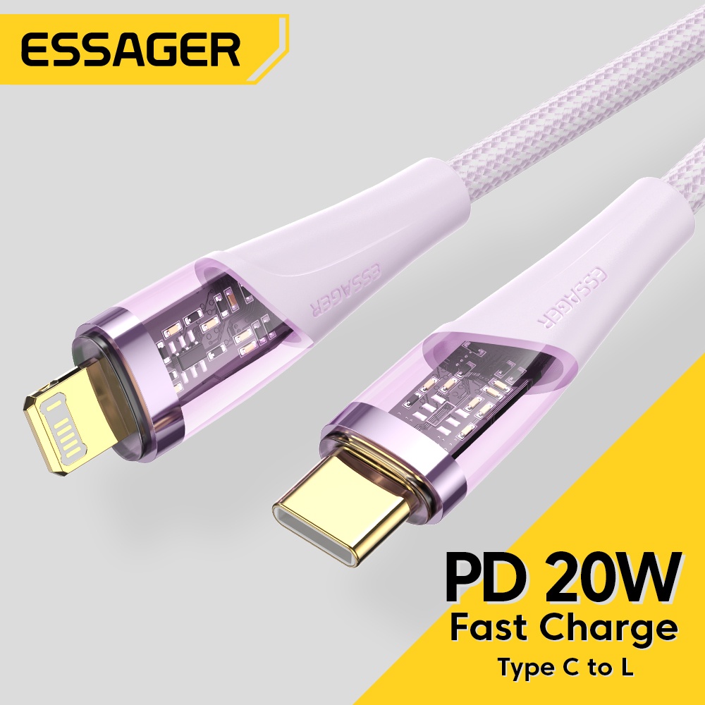 Essager PD 20W type c to ios interface cable industrial transparent ...