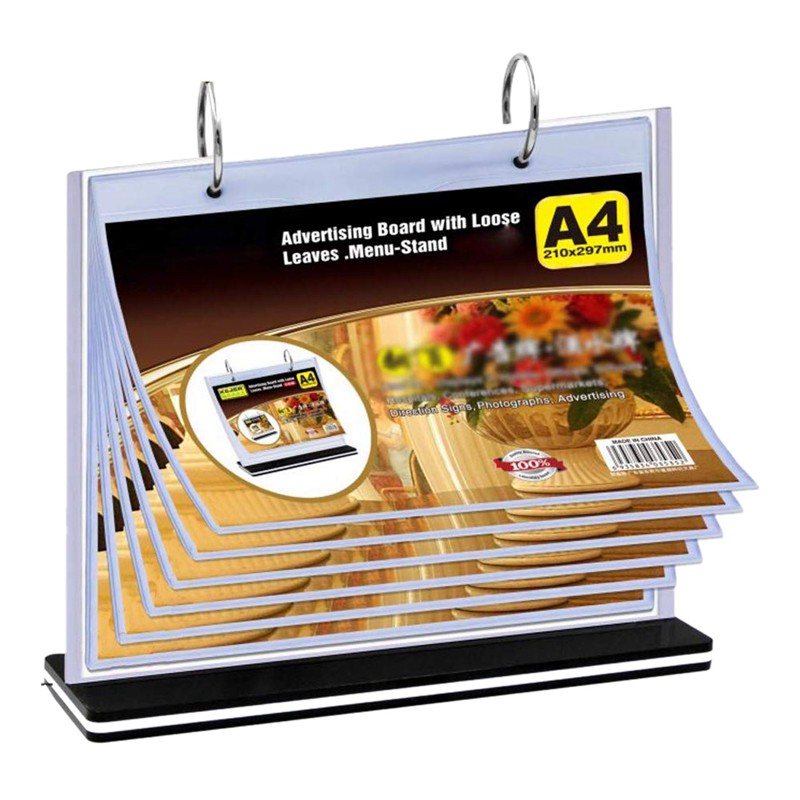A4 Flip Multi-Page Table Card Rack Display Stand Holder Desk Menu Photo ...