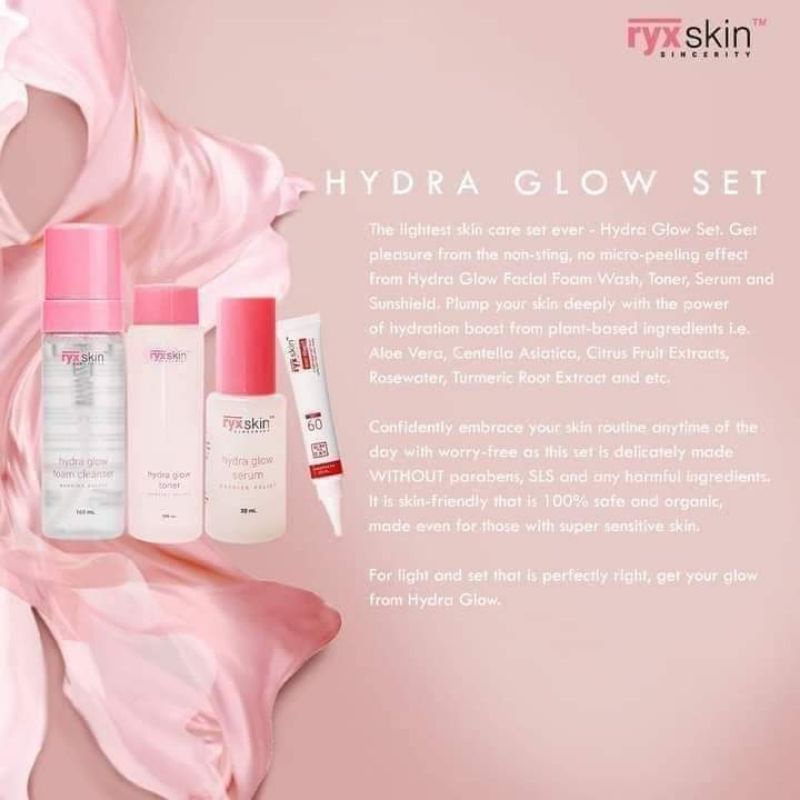 RYX Skincerity HYDRA GLOW Set Lightest Skincare (ORIGINAL) | Shopee ...
