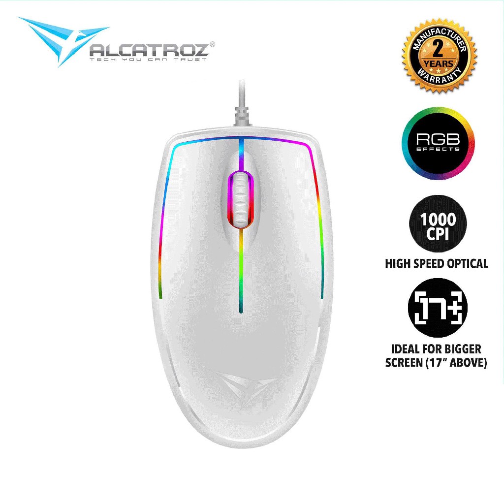 Alcatroz Asic 7 RGB FX (White) High Definition USB Mouse 1000CPI ...