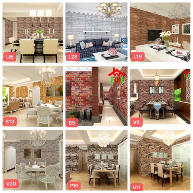 BHW Wallpaper Self-Adhesive Bricks Design PVC Waterproof Wall Sticker ...