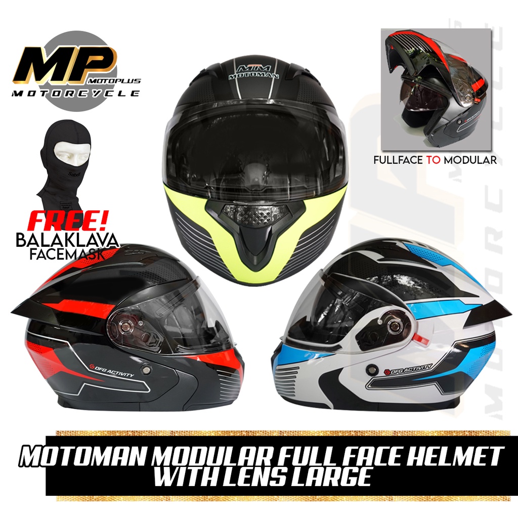 MOTOPLUS MOTOMAN FULL FACE HELMET WITH LENS LARGE | Shopee Philippines