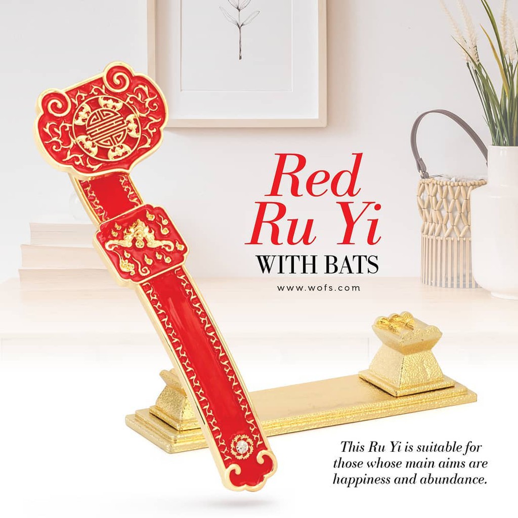 RED RU YI WITH BATS DISPLAY FENGSHUI CHARMS LILIAN TOO RUYI | Shopee Philippines