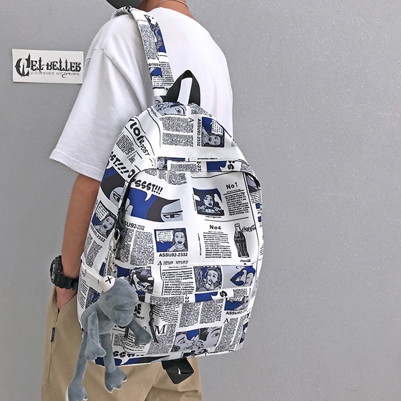 Schoolbag Male Middle School Students ins Trendy Cool Tooling Style ...
