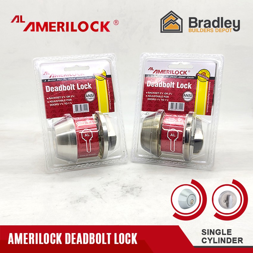 Amerilock Deadbolt Lock Single Cylinder AL-101 (Stainless or Antique ...