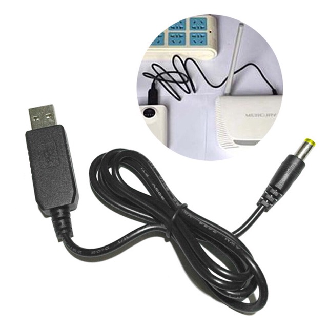 (Powerbank to Router ) USB 5v to 9V 12v step-up booster modem cable ...