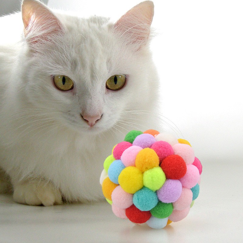 Built-in Catnip Cat Colorful Bell Bouncy Ball Pet Catch Toys | Shopee ...
