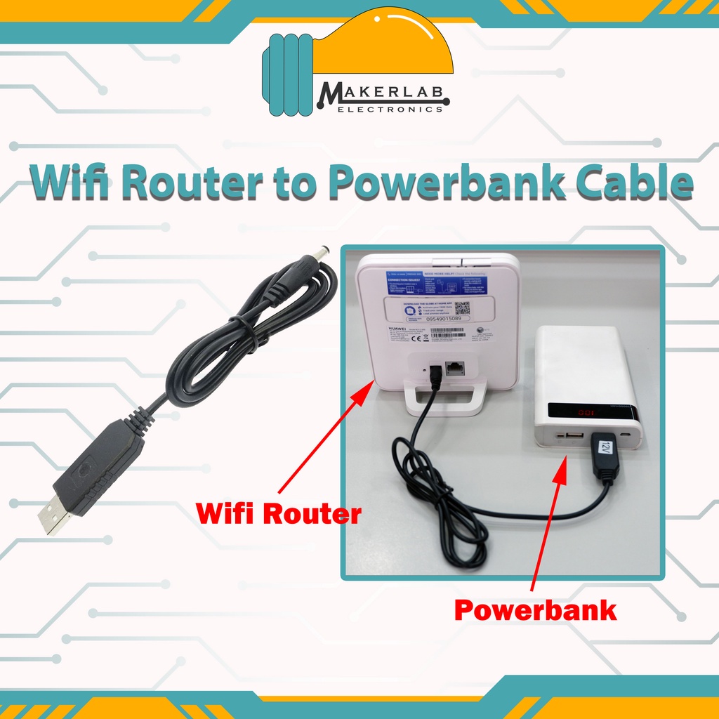 WiFi to Powerbank Cable USB DC 5v to 12v Power Boost Cord step-up for ...