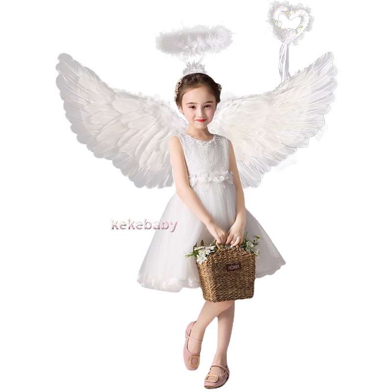 Princess Lace White Dress for Kids Girl 3-12 Years Old Children Wings ...