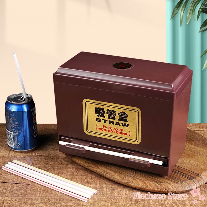 Pressing Type Straw Box Straw Storage Box Edge Plastic Straw Dispenser ...