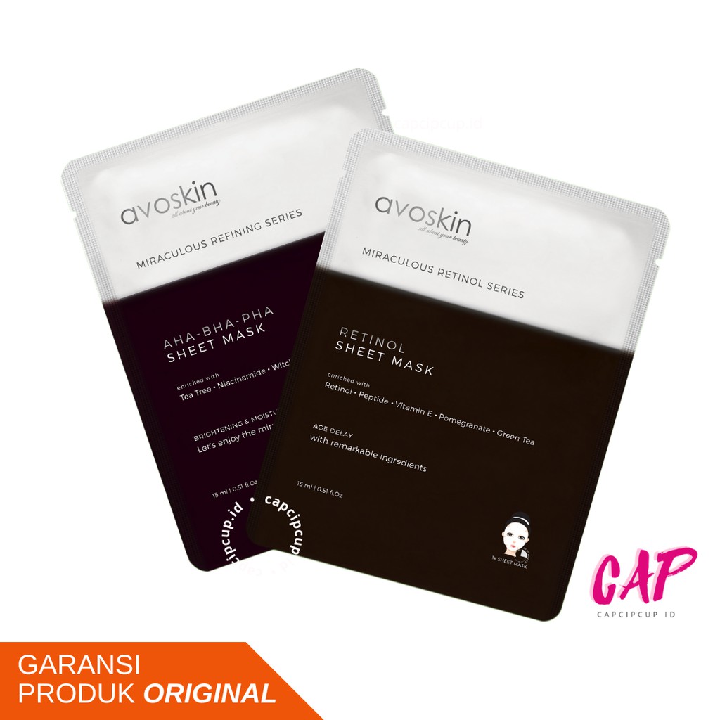 Avoskin Mask (aha Refining + Bha Sheet Mask / Miraculous Retinol Sheet ...