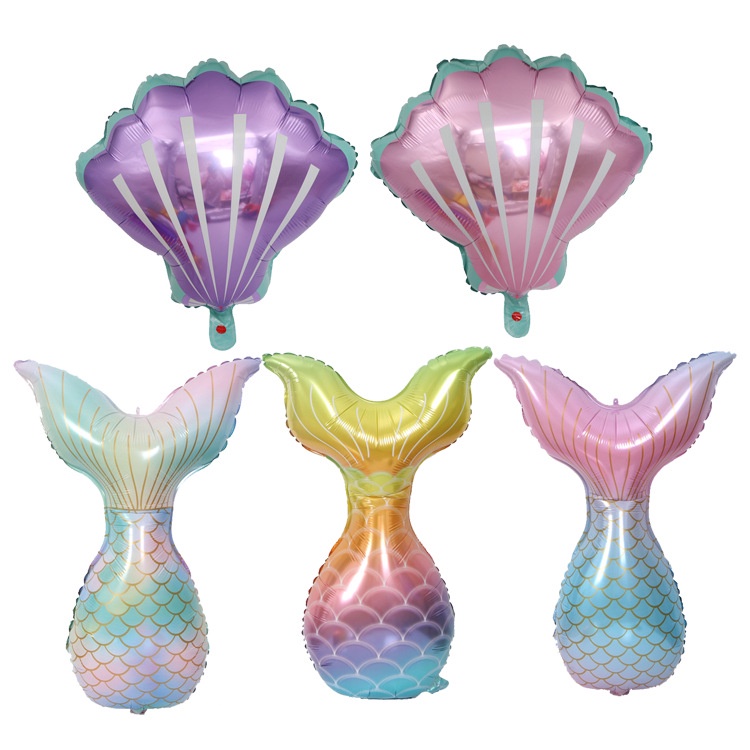 Mermaid Tail Shell Foil Balloons Kids Girls Birthday Party Decoration ...