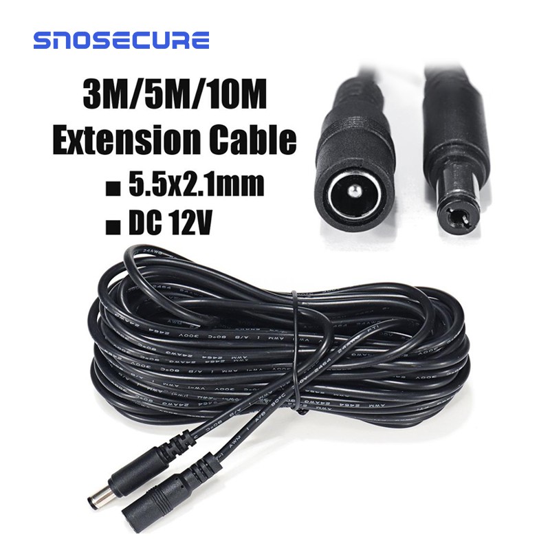 Snosecure 12v dc power cord 5.5*2.1mm male female power adapter extension cable 3m 5m 10m cctv ...