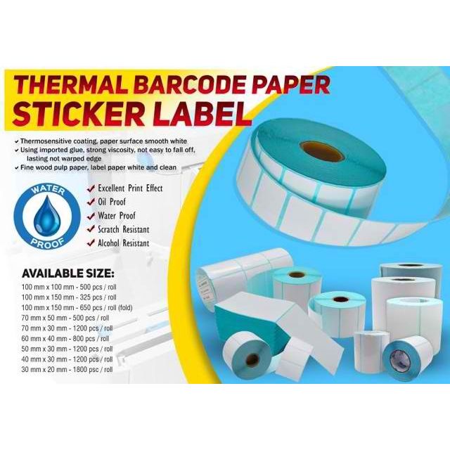 Waterproof Thermal sticker 100x150mm roll/325pcs | Shopee Philippines