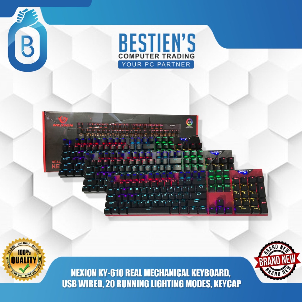 NEXION KY-610 REAL MECHANICAL KEYBOARD, USB WIRED, 20 RUNNING LIGHTING ...