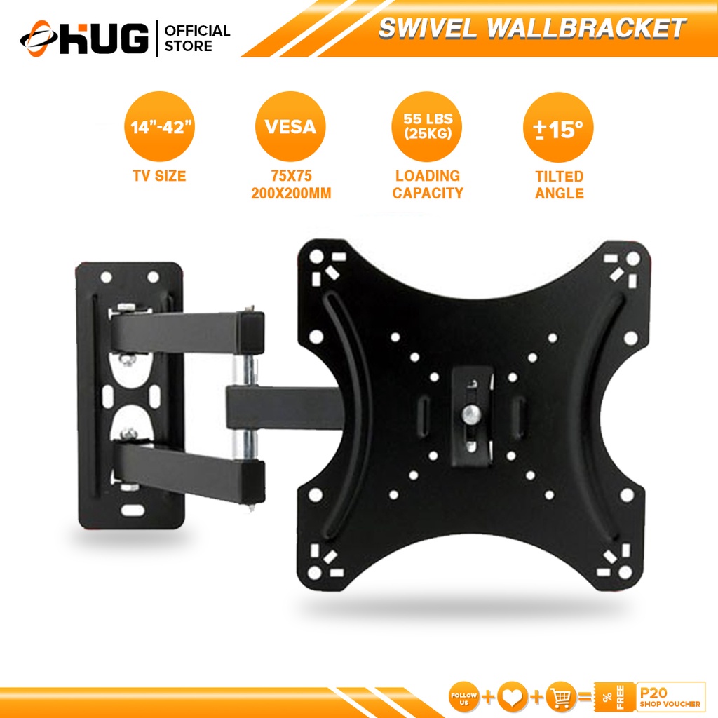 HUG Universal Swivel Tilt Wall Bracket , Mount for 14 Inches To 42 ...