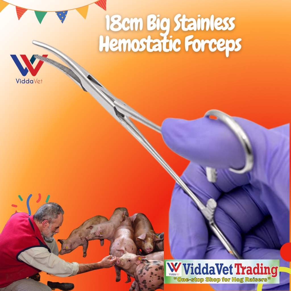 18 cm Forceps Curved Big Stainless Veterinary Hemostatic Surgical Tools ...