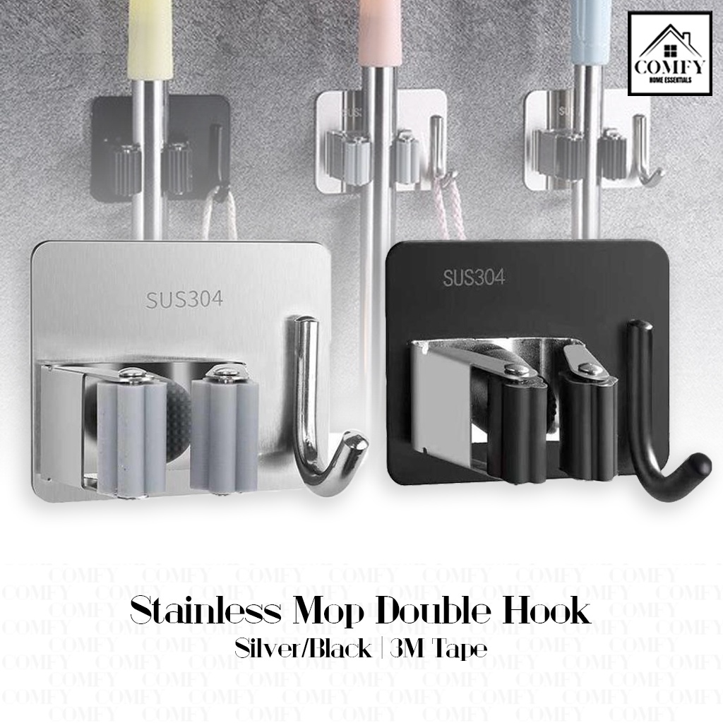 SUS304 Stainless Steel Powerful Sticky 3M Adhesive Wall Hook Square Mop ...