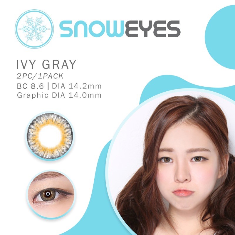 GRADED Snow Eyes Premium Color Contact Lens Ivy Gray Korean Silicone ...