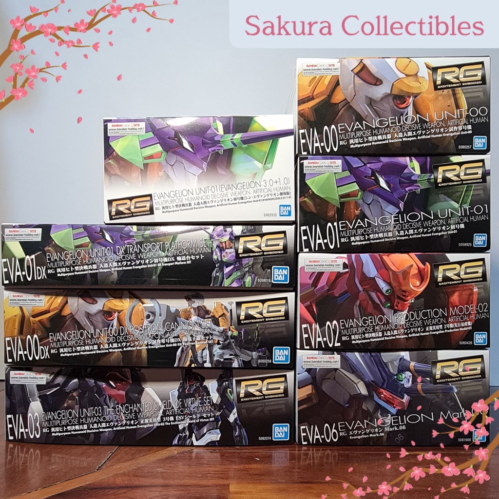 RG Evangelion Kits (EVA-01 DX, EVA-00 DX, EVA-00, EVA-01. EVA-02, EVA-06, EVA-08A, EVA-01 3.0 ...
