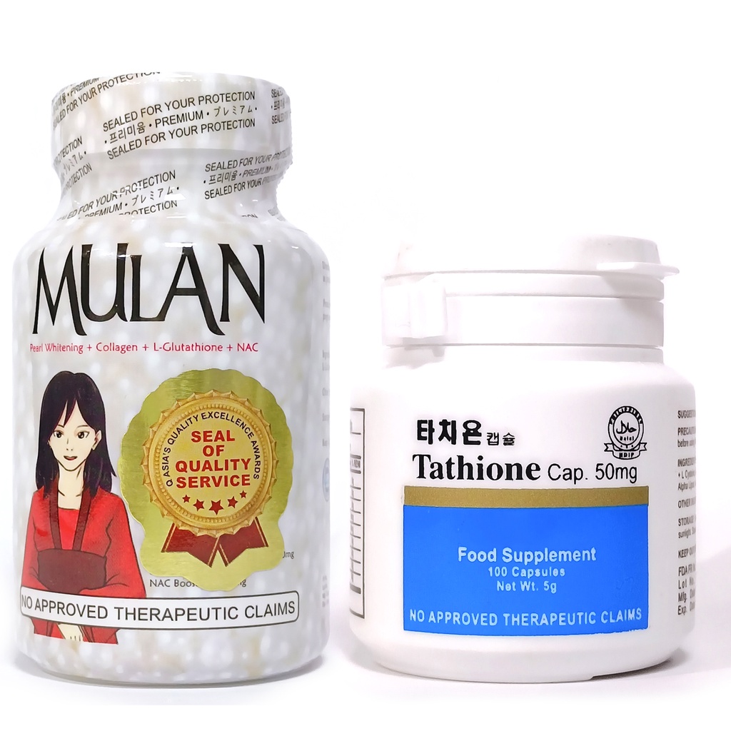 MULAN Glutathione 60 Capsules + Tathione korea Glutathione 100 Capsules ...