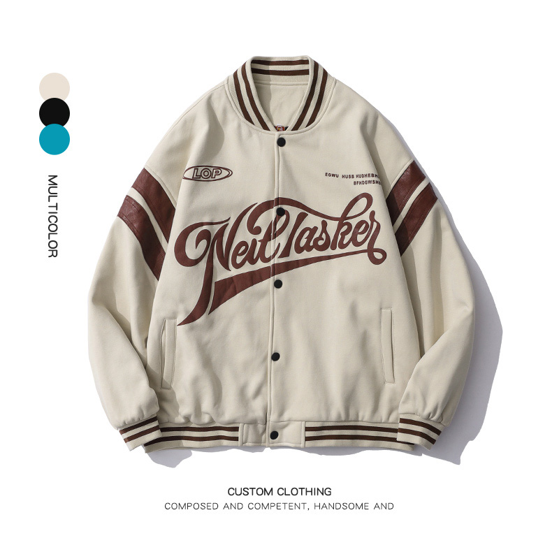 European and American varsity jacket baseball tide brand retro letter ...