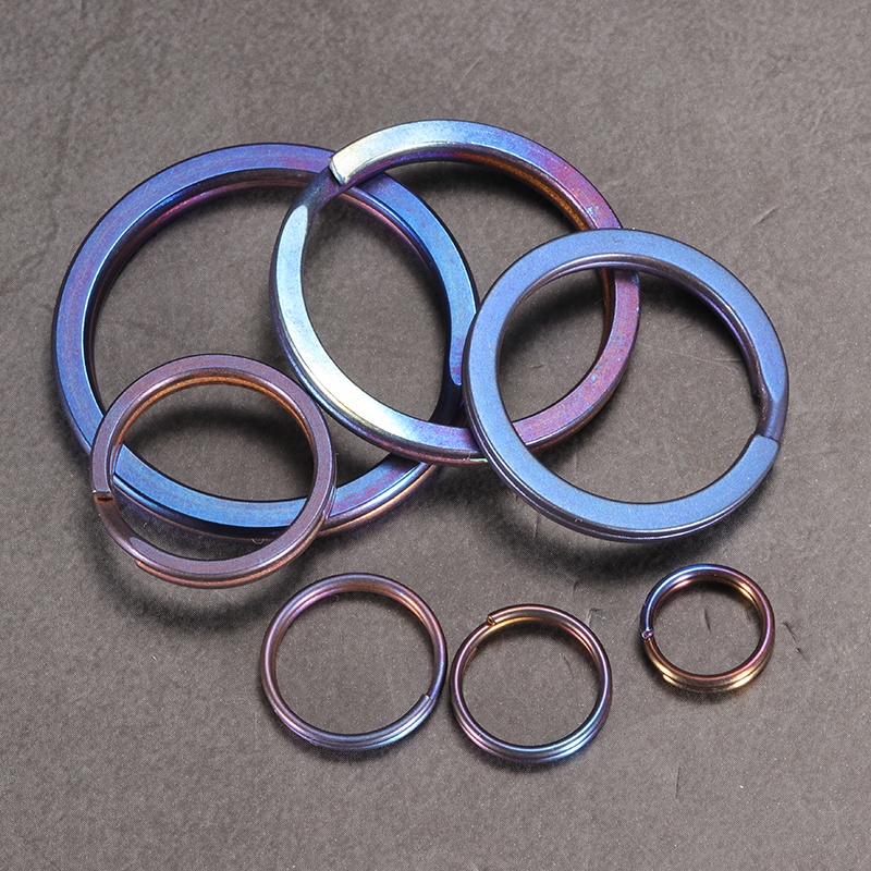 CNEDC Colorful Flame Titanium Alloy Super Light Key Ring Titanium Ring ...
