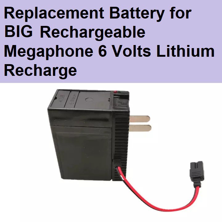 Replacement Battery for BIG Rechargeable Megaphone 6 Volts Dedicated ...