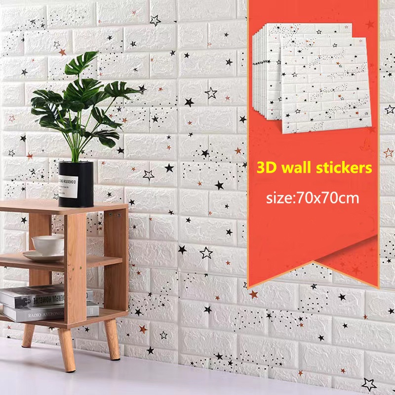 3D wall stickers DIY Wallpaper Wall Decoration Foam Brick Wallpaper ...