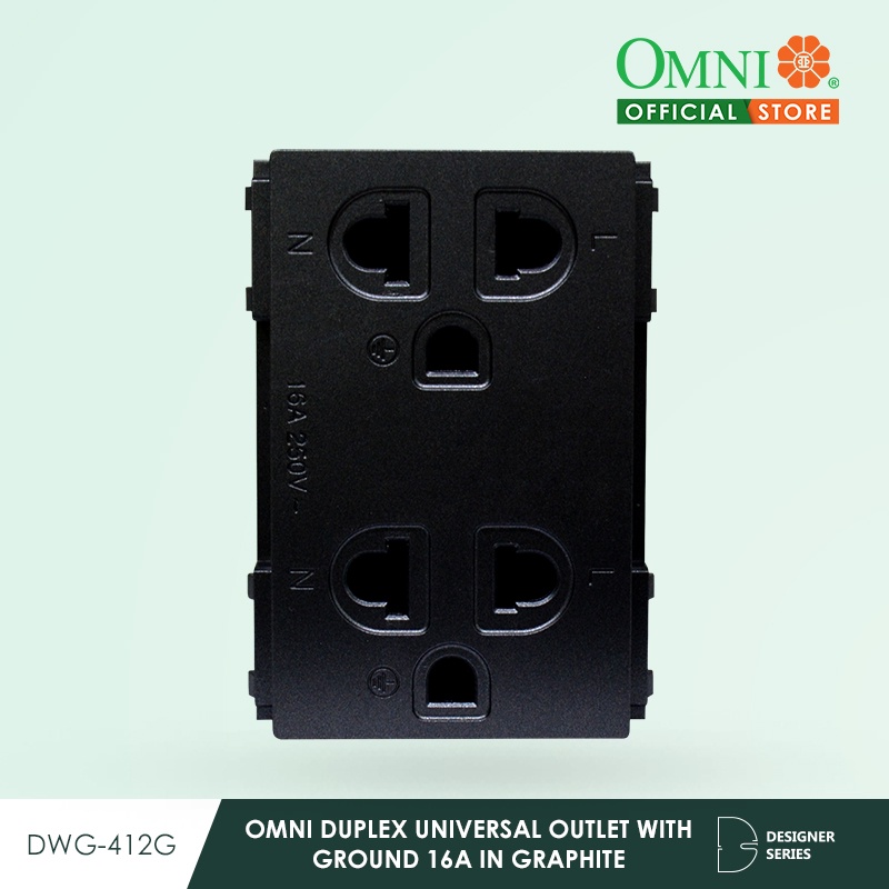 OMNI Duplex Universal Outlet with Ground 16A in Graphite - DWG-412G ...