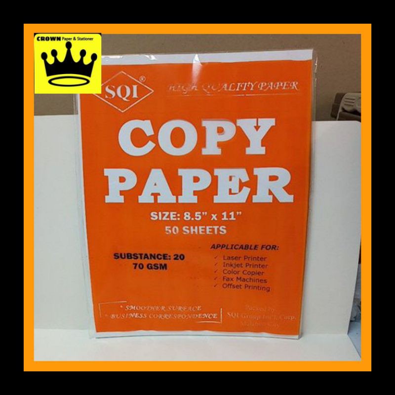 1 pack Bondpaper SHORT S-20 " COPY PAPER" 50 & 100 sheets | Shopee ...