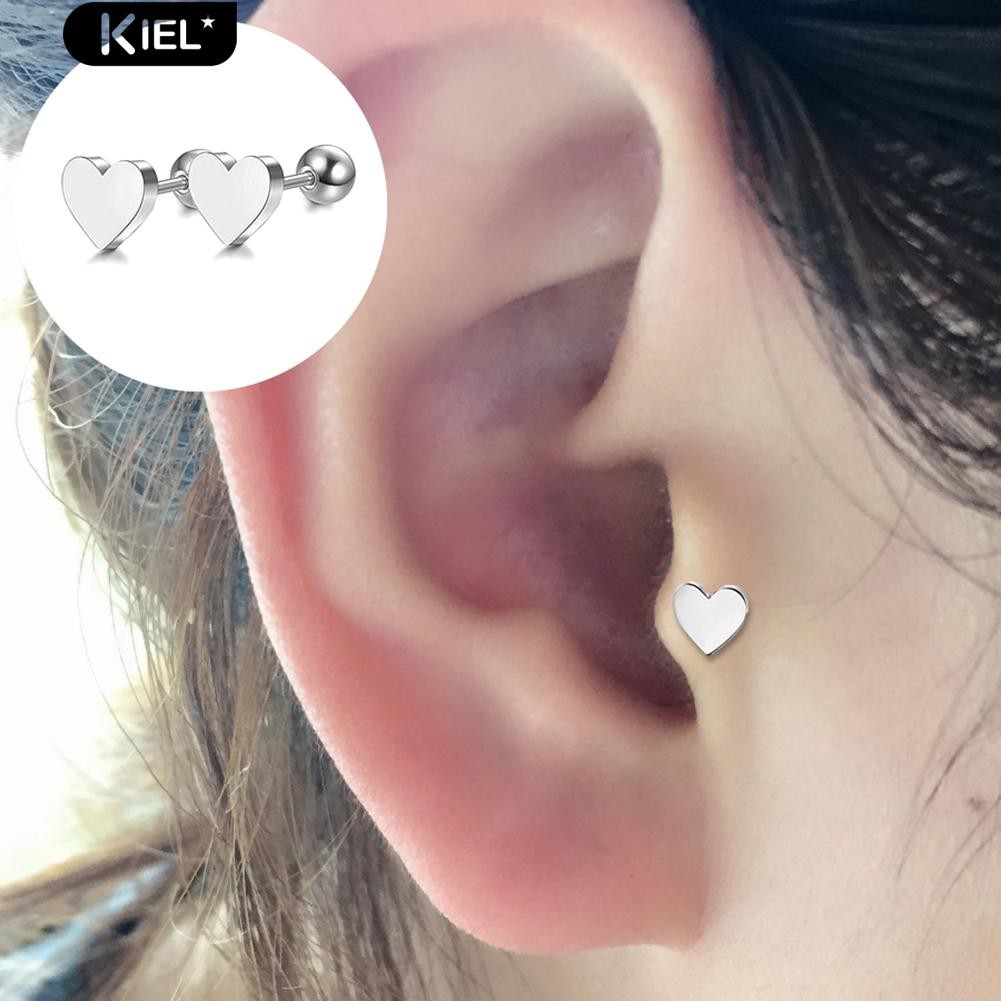Kiel Simple Heart Alloy Ear Cartilage Tragus Piercing Stud Earrings ...