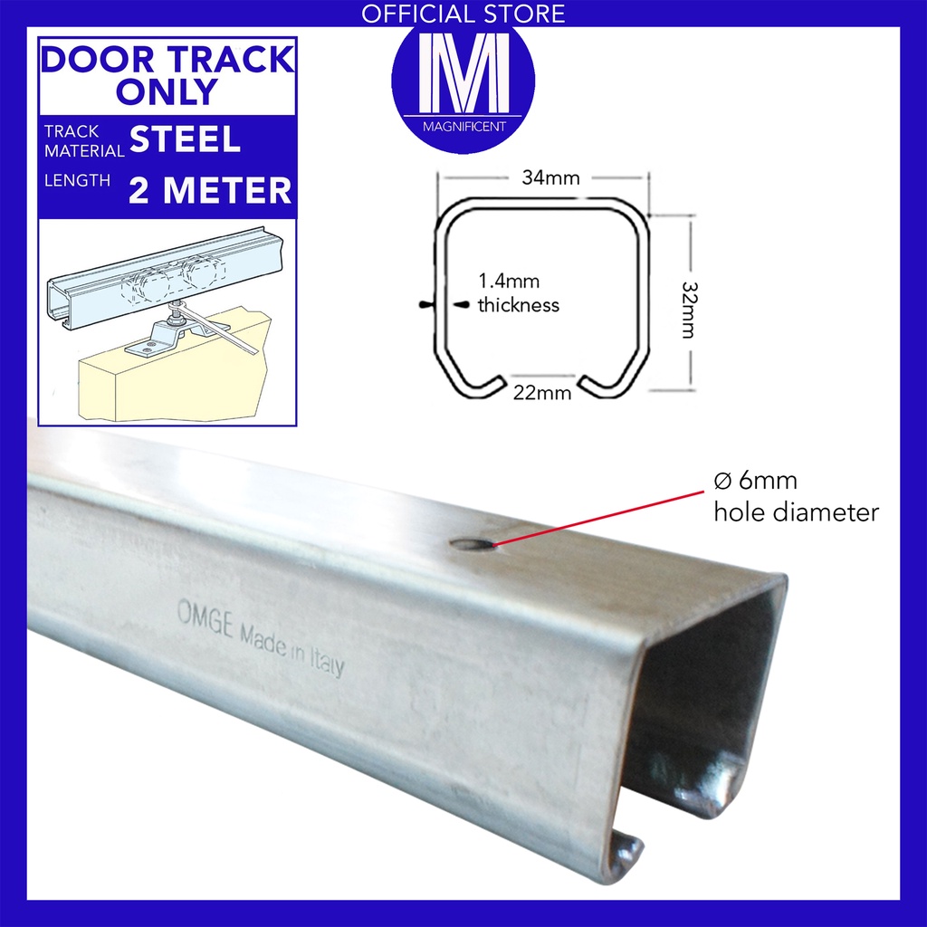 OMGE Italy Steel Door Track for Sliding Door 2 METER | Shopee Philippines