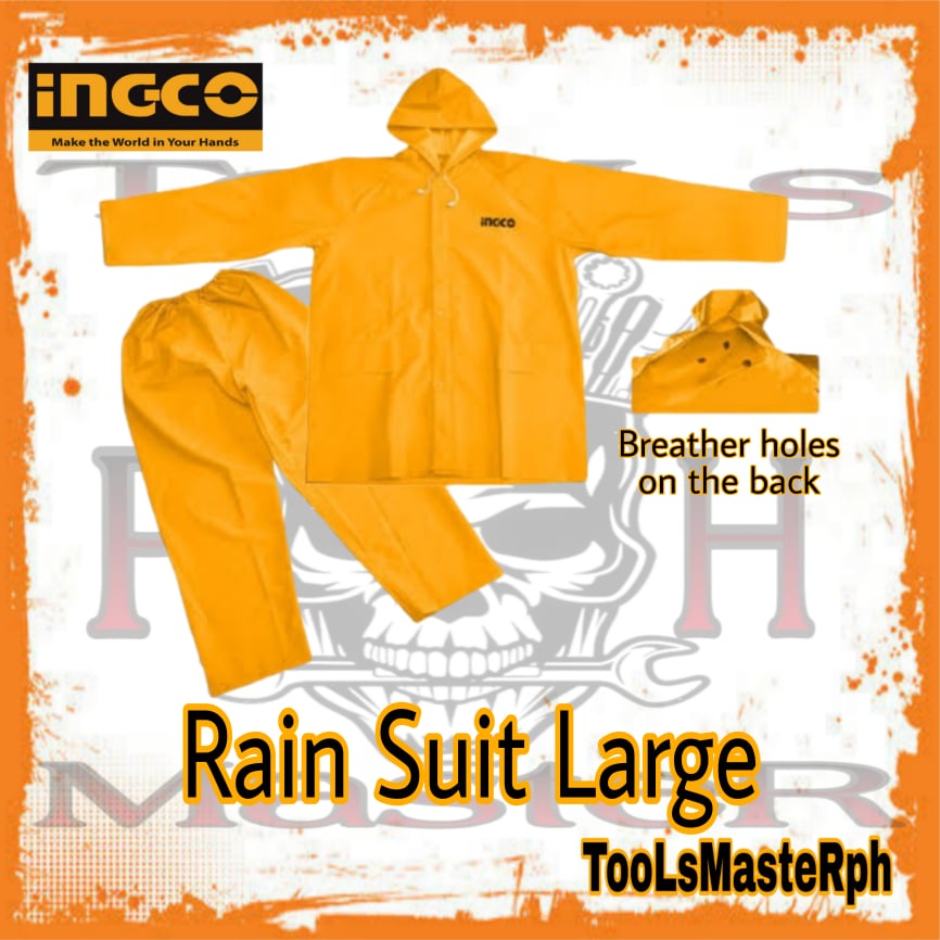 INGCO Industrial Rain Coat Suit Large HRCTSKT031.L with Zipper and ...